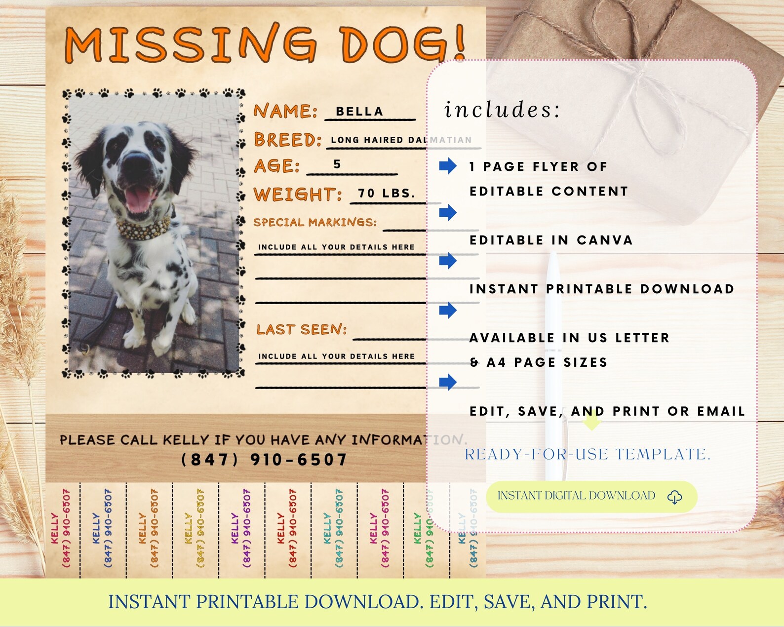 Missing Dog Flyer Template, Lost Dog Poster, Editable Lost Pet Poster ...
