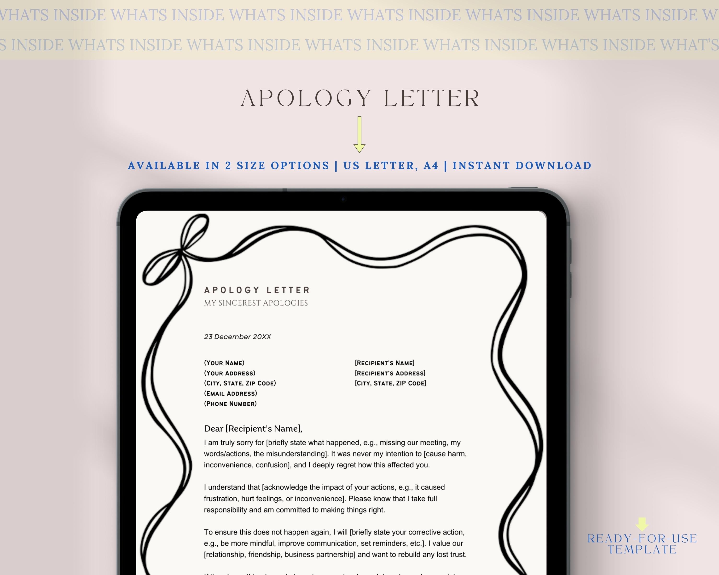 Apology Letter Template, Professional Apology Letter Template,apology ...