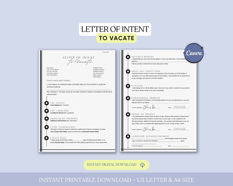 Letter of Intent to Vacate Template, Notice to Move Out Vacate, Tenant ...