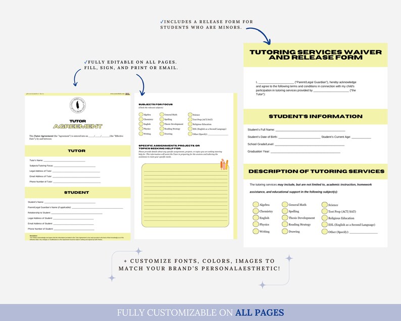 Tutoring Contract Template, Tutoring Service Agreement, Homework ...