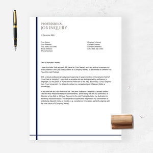 Professional Job Inquiry Letter Template, Job Inquiry Letter, Job ...