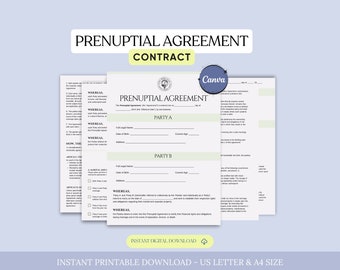 Prenuptial Agreement, Marriage Contract Template - Etsy