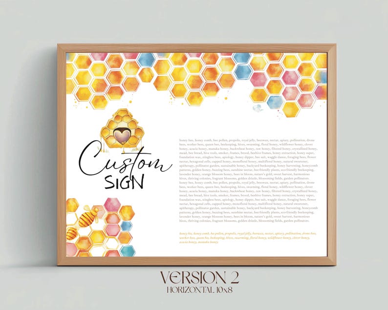 Printable Farmers Market Sign, Bee Custom Sign Poster, (portrait and ...