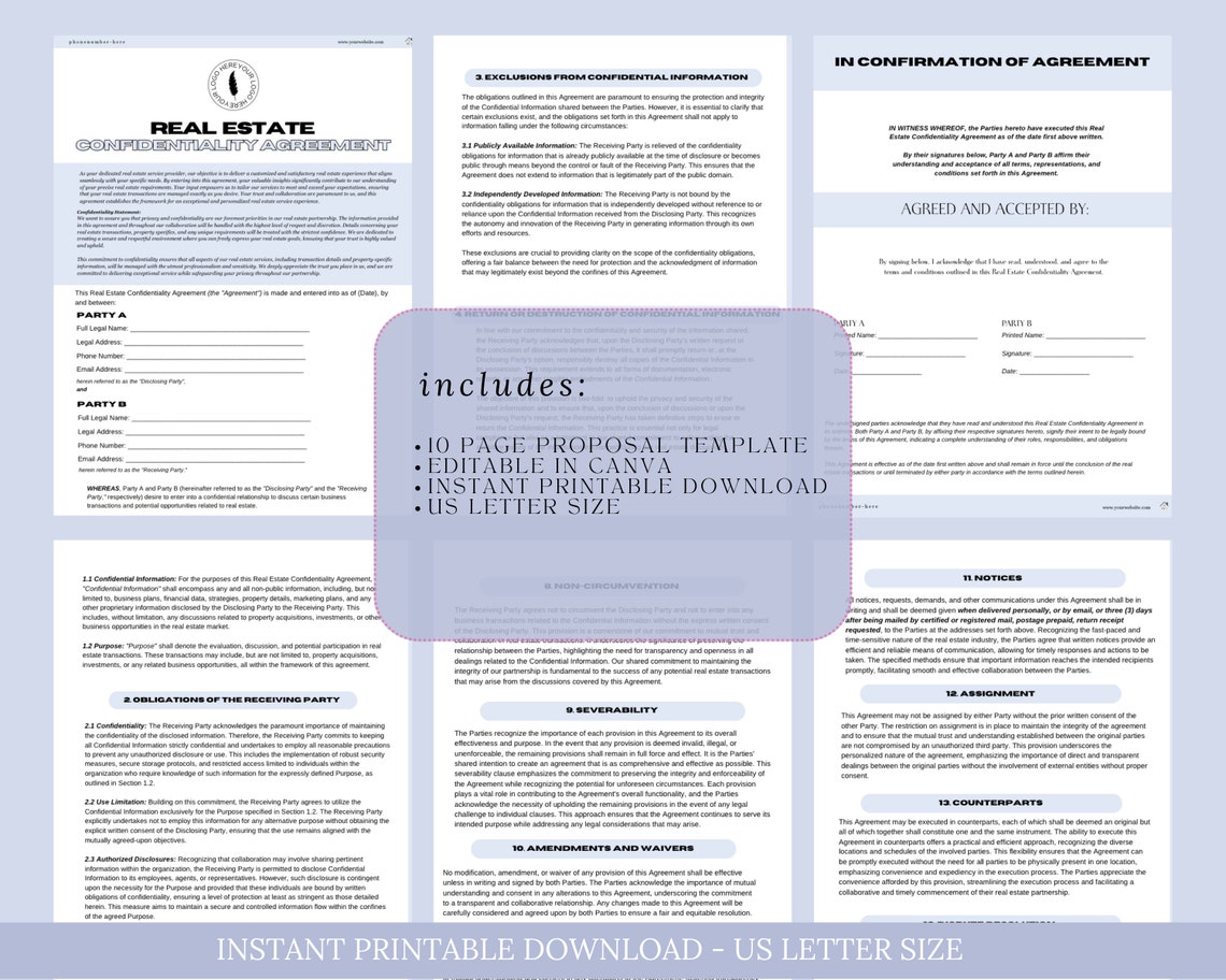 Real Estate Confidentiality Statement Agreement, Property ...