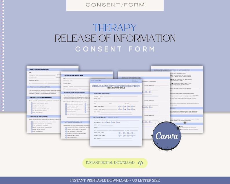 Release of Information (ROI) Consent Form Template for Private Practice Therapists, Counselors ...