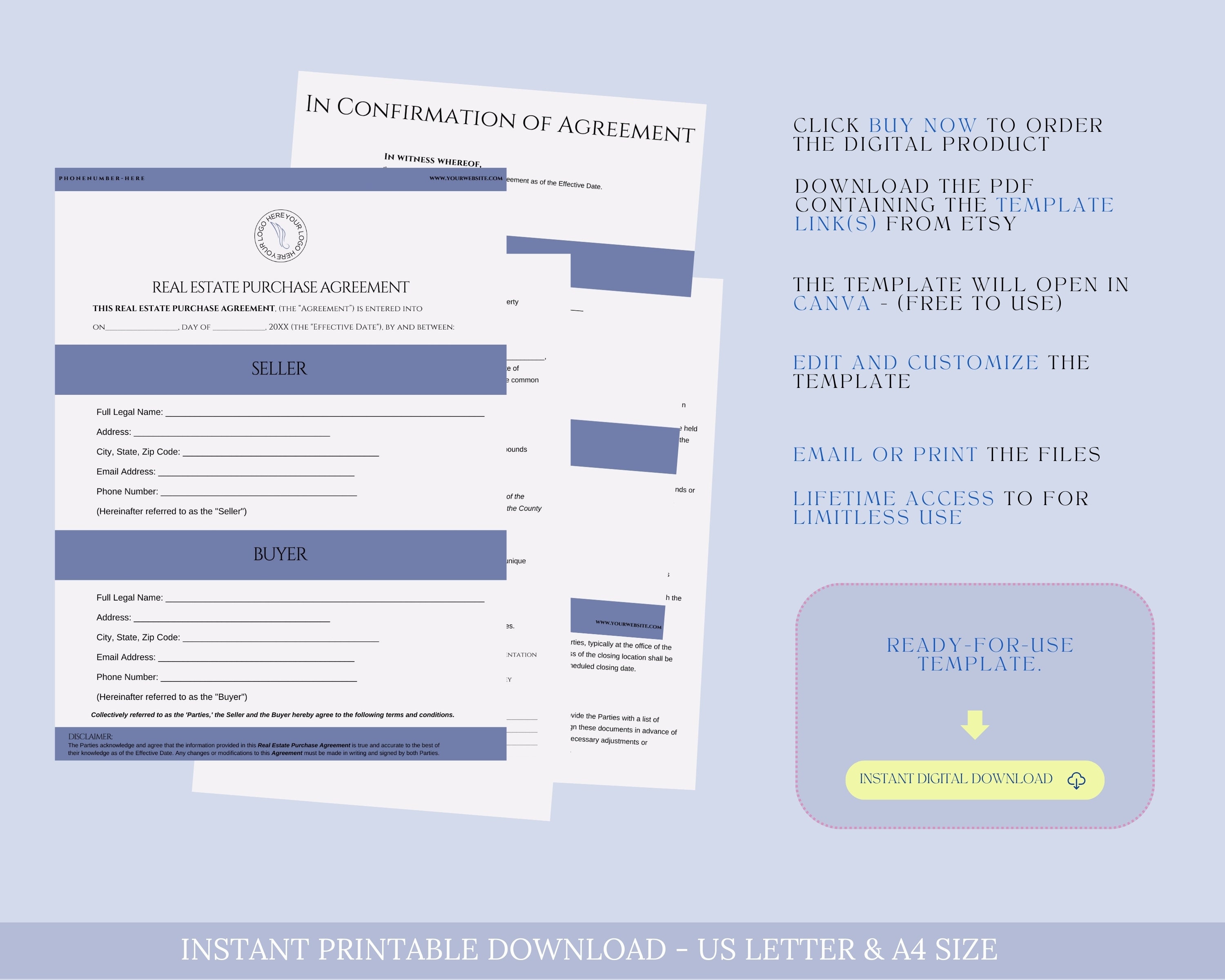 Real Estate Purchase Agreement, Residential Purchase Contract, Property ...