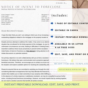 Initial Notice of Intent to Foreclose Template, Mortgage Delinquency ...