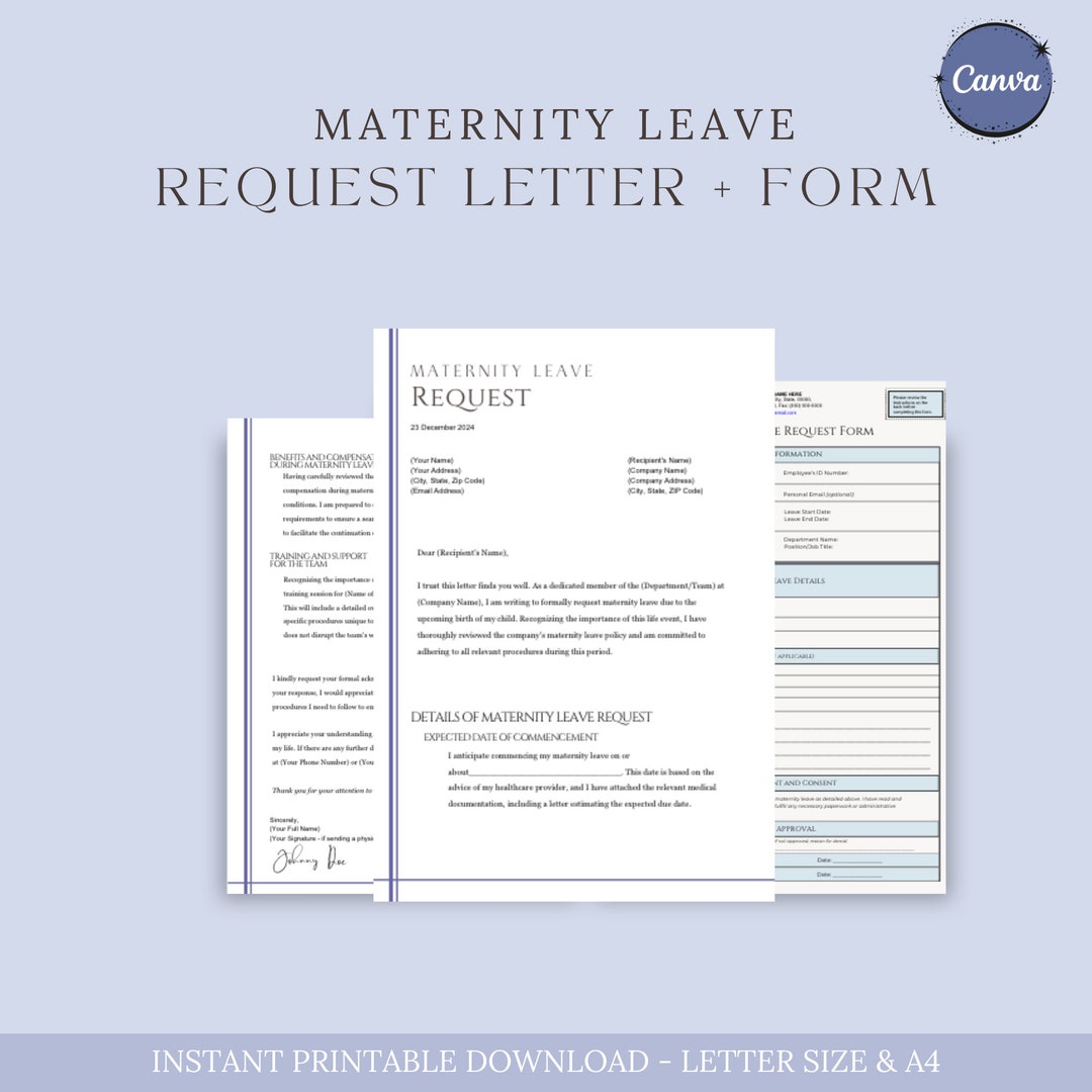 Maternity Leave Request Letter, Request Form, Maternity Leave, Leave of ...