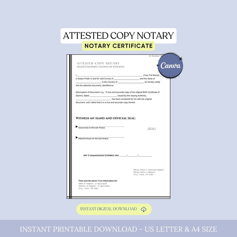 Notarial Certificates - Etsy