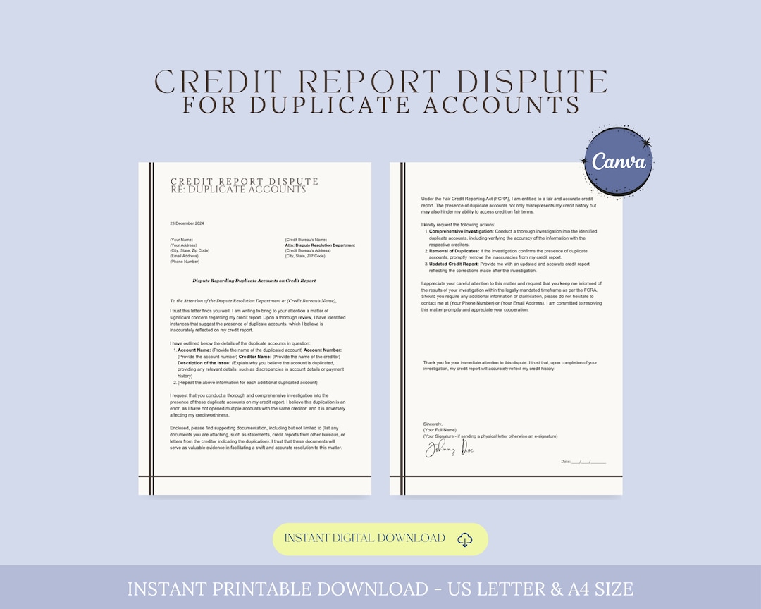 Dispute Duplicate Accounts on Credit Report, Dispute Letter, Boost ...