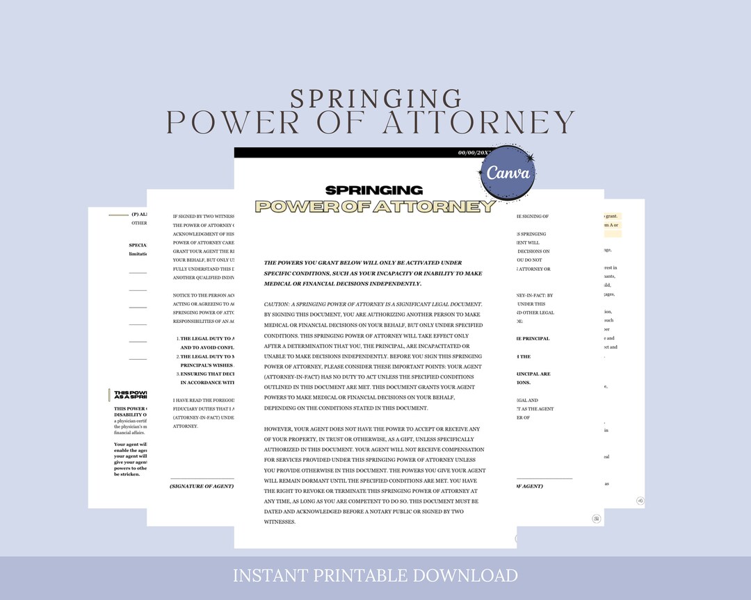 Springing Power of Attorney, Conditional POA, Health-triggered POA ...
