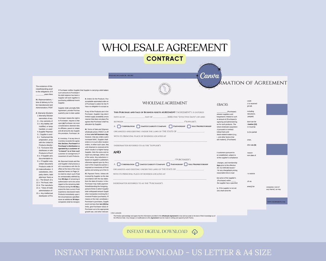 Wholesale Agreement, Wholesale Contract, Wholesale Business Template ...