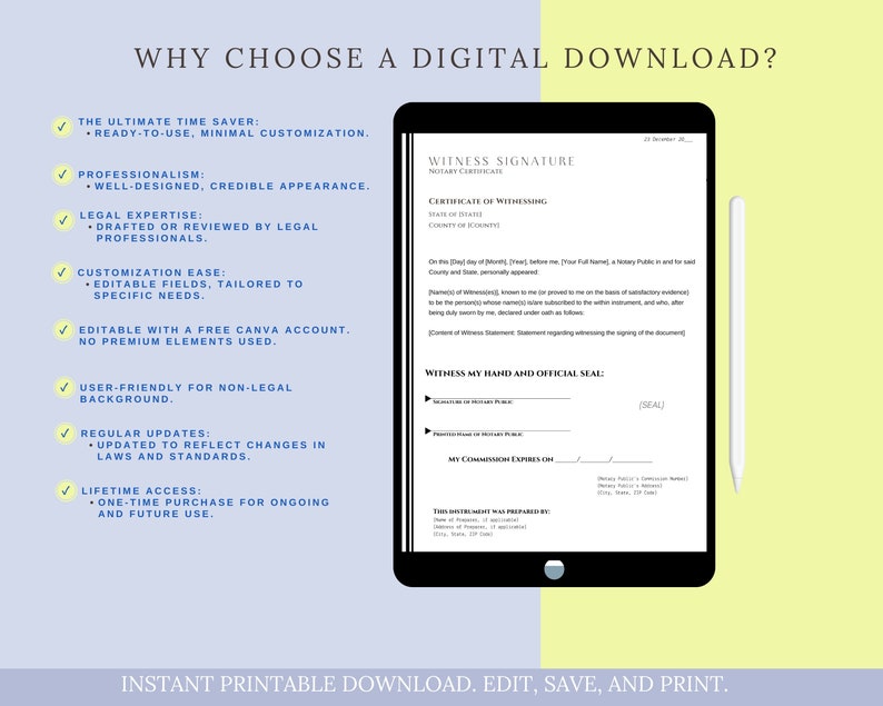 Witness Signature Notary Certificate, Notarial Certificate, Notary ...