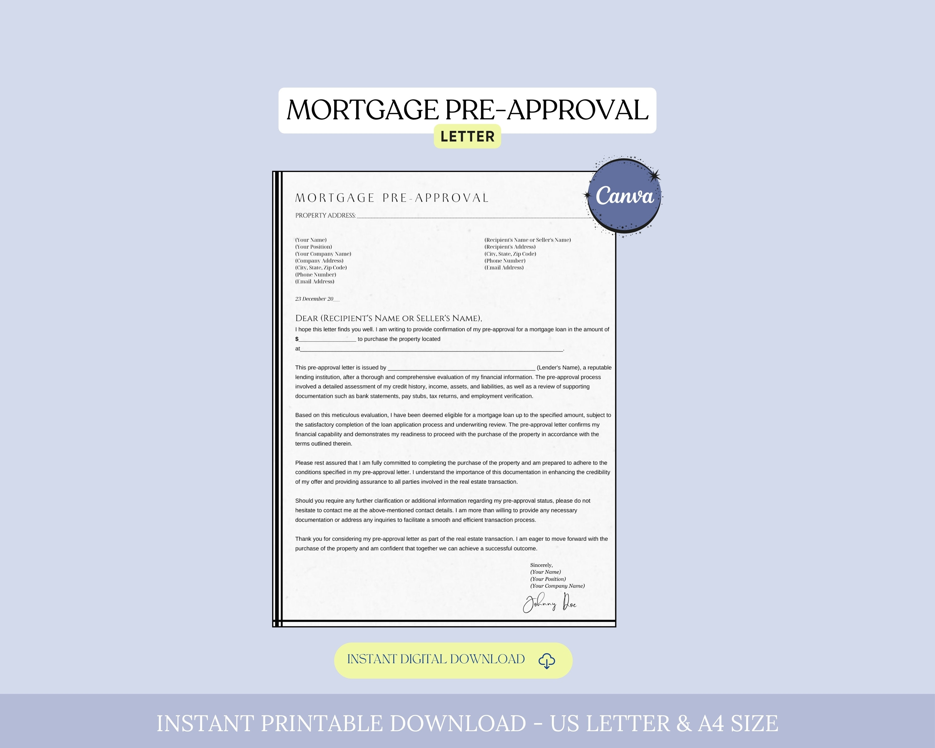 Mortgage Pre-approval Letter - Etsy