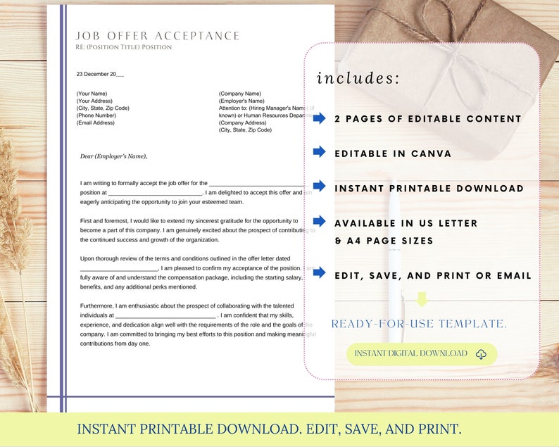 Acceptance of Job Offer Letter, General Job Offer Acceptance ...