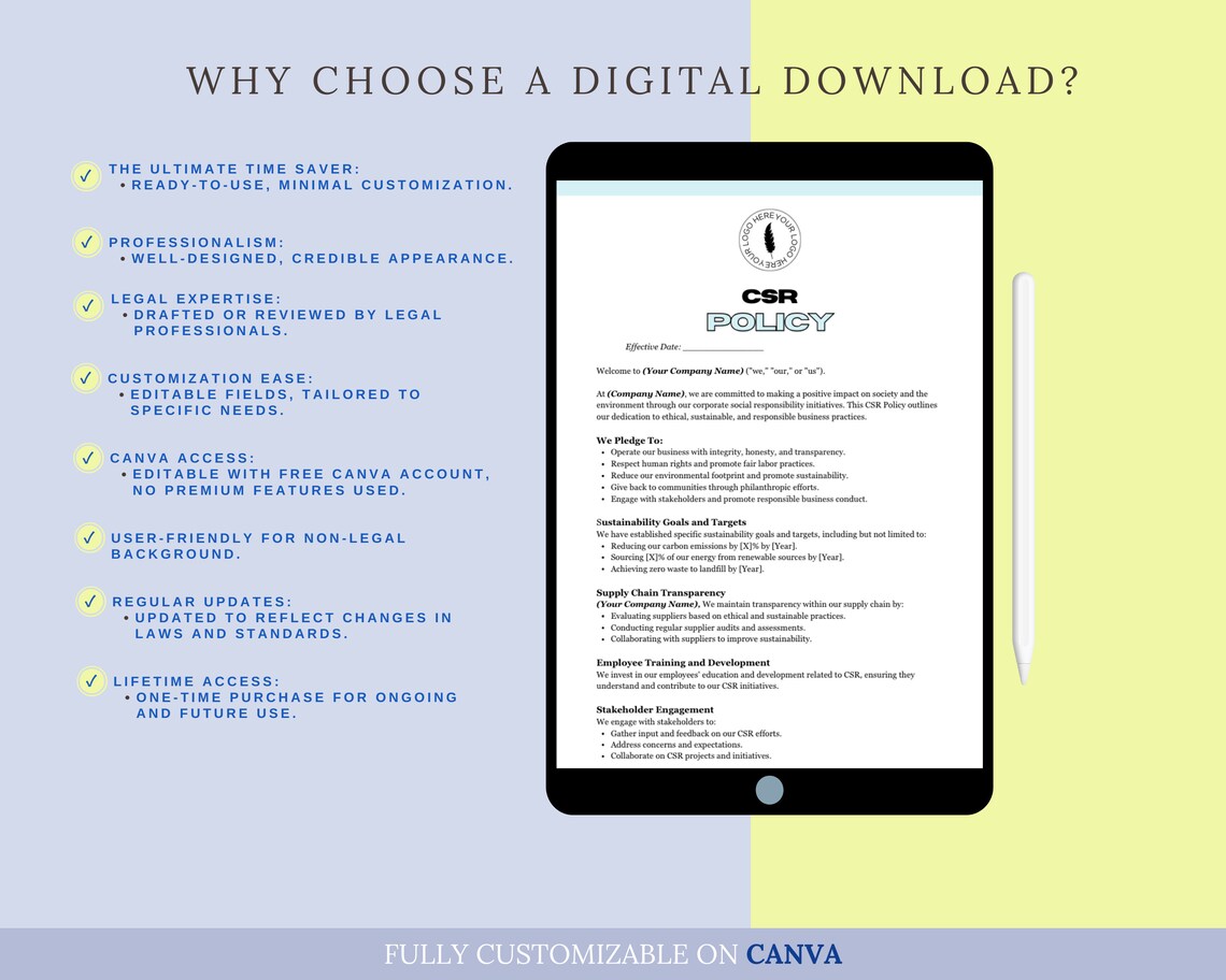 CSR Statement, Corporate Social Responsibility Company Policy Template ...