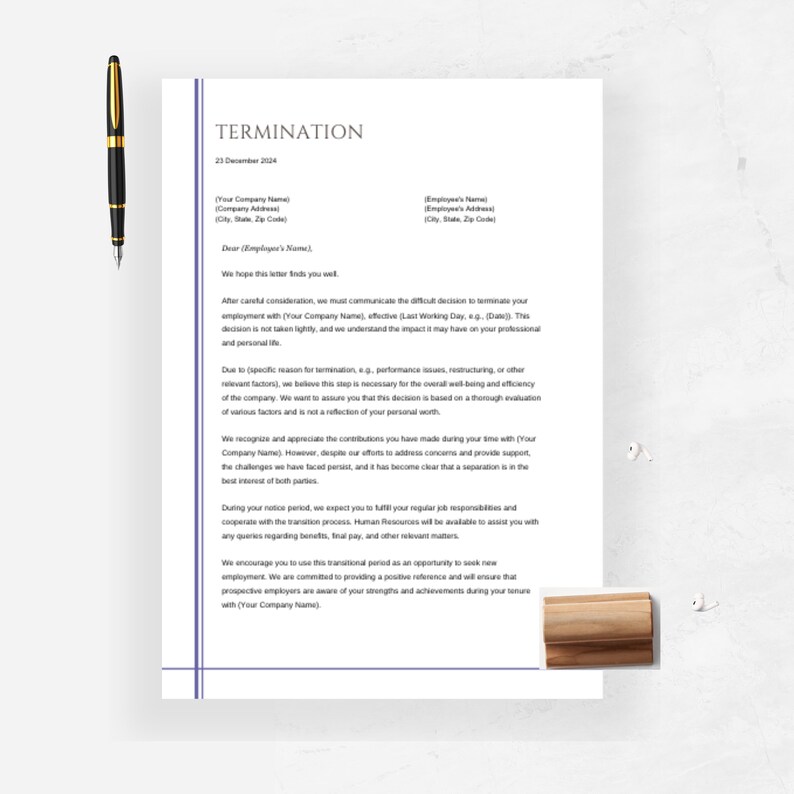 Employee Termination Letter, Employee Let Go Letter, Contract Cancel ...