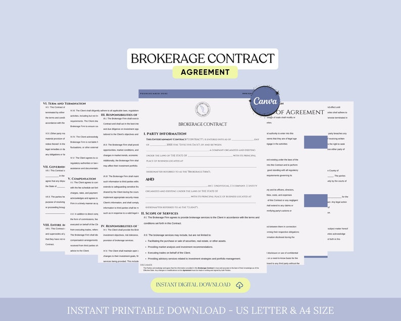 Brokerage Contract, Broker Agreement, Broker-client Contract, Brokerage ...
