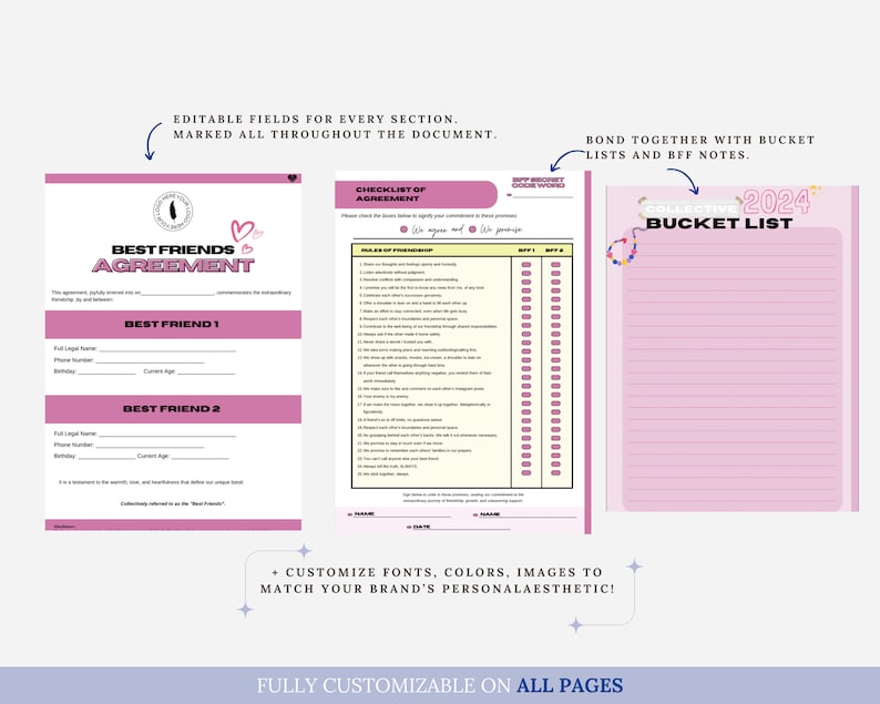 Best Friends Agreement, Friendship Agreement, Friends Contract, Best ...