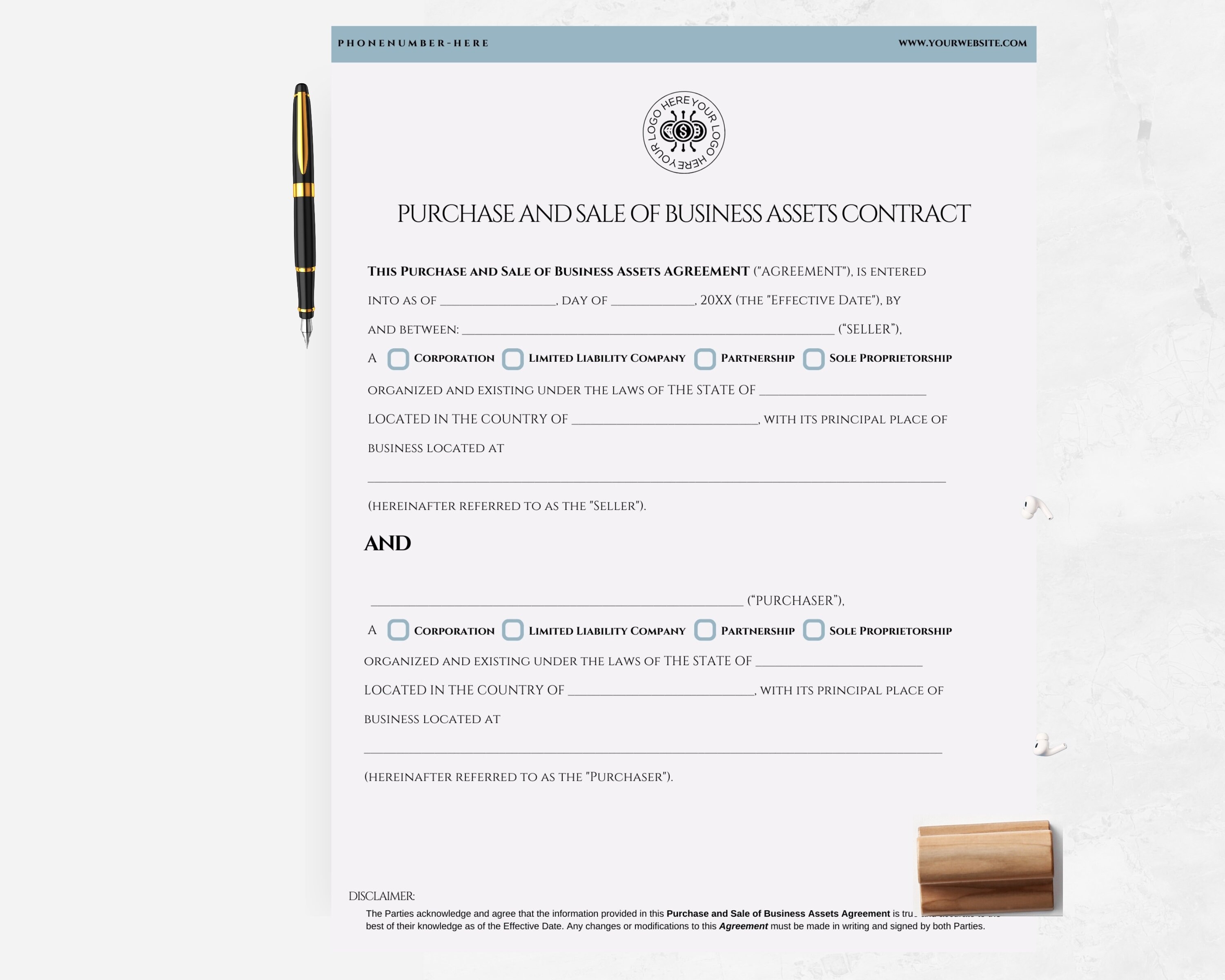 Purchase and Sale of Business Assets Contract,business Asset ...