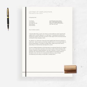 Letter of Explanation for Derogatory Credit Letter Template, Credit ...