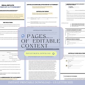 Real Estate Power of Attorney, POA Form, Property Attorney-in-fact ...