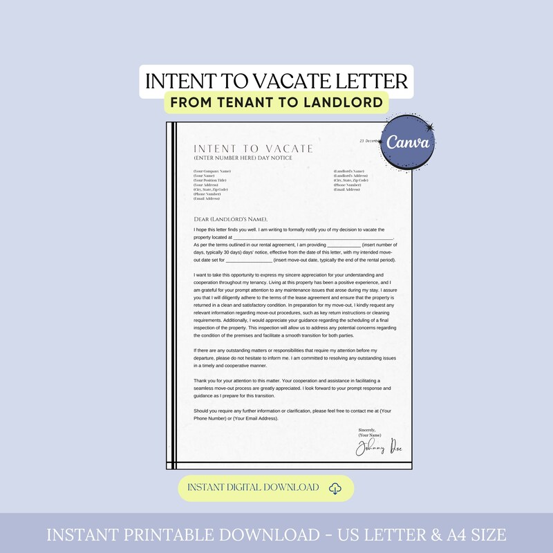 Move Out Letter - Etsy