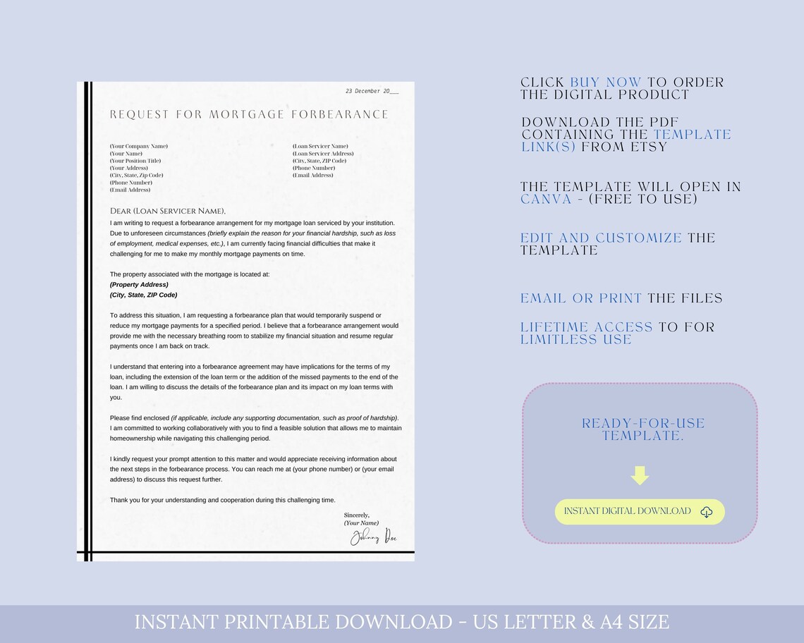 Request for Mortgage Forbearance, Forbearance Letter for Mortgage ...