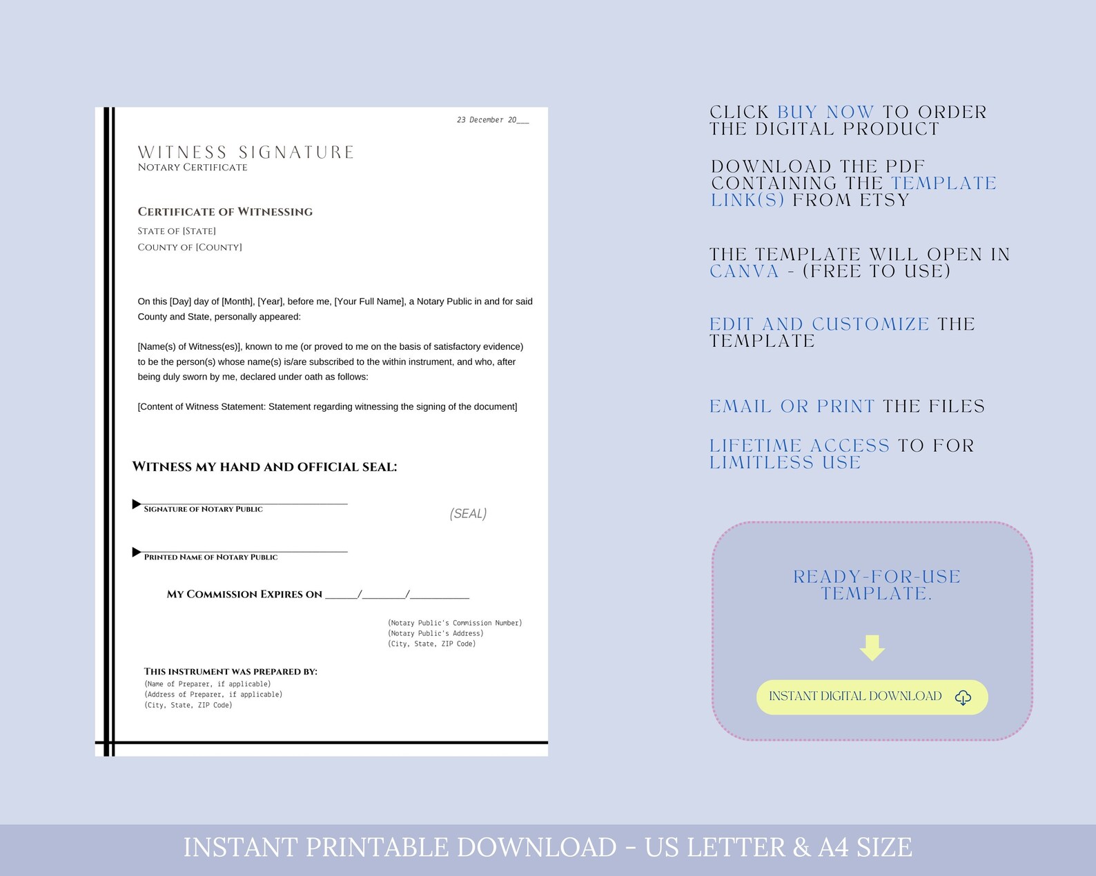 Witness Signature Notary Certificate, Notarial Certificate, Notary ...