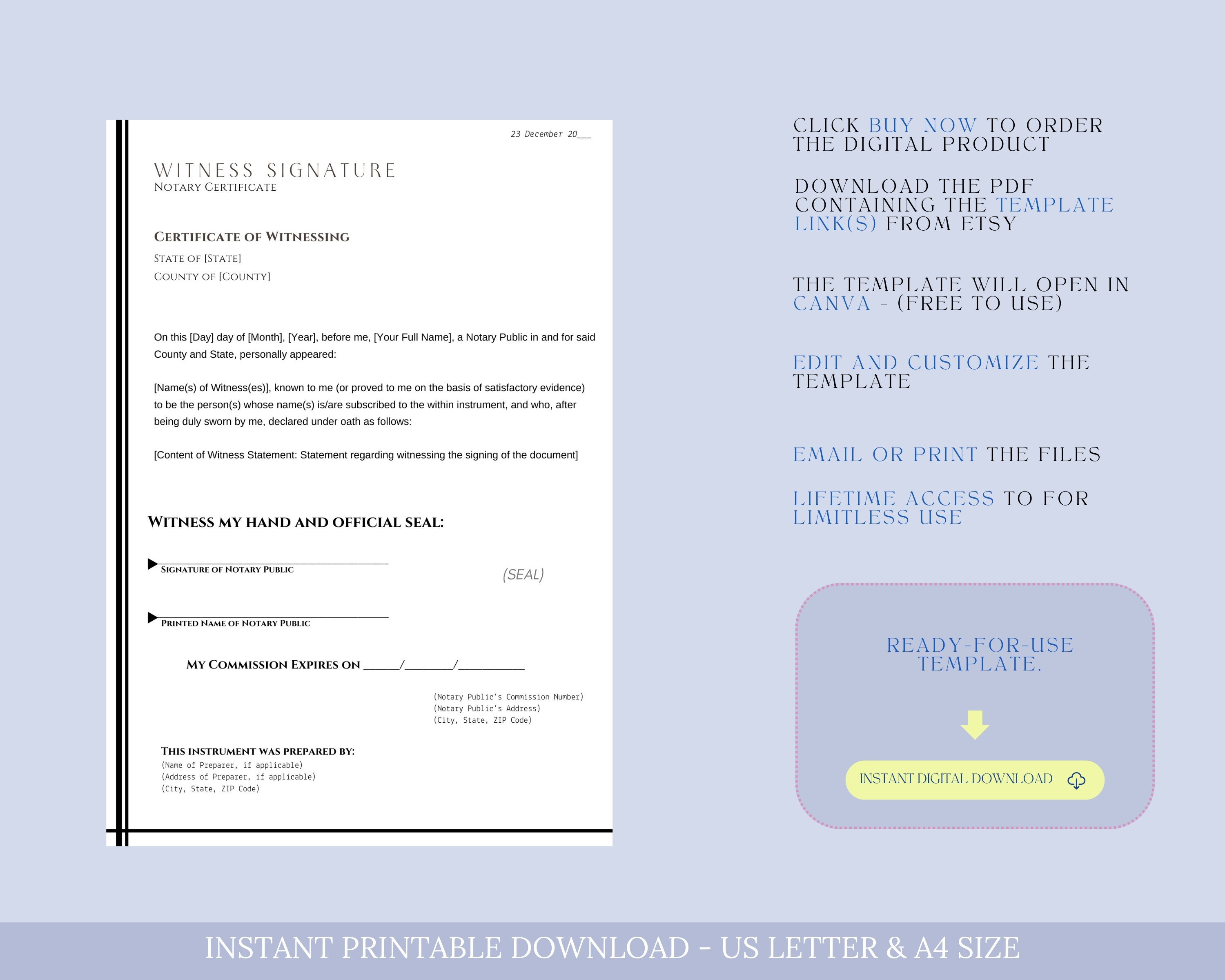 Witness Signature Notary Certificate, Notarial Certificate, Notary ...