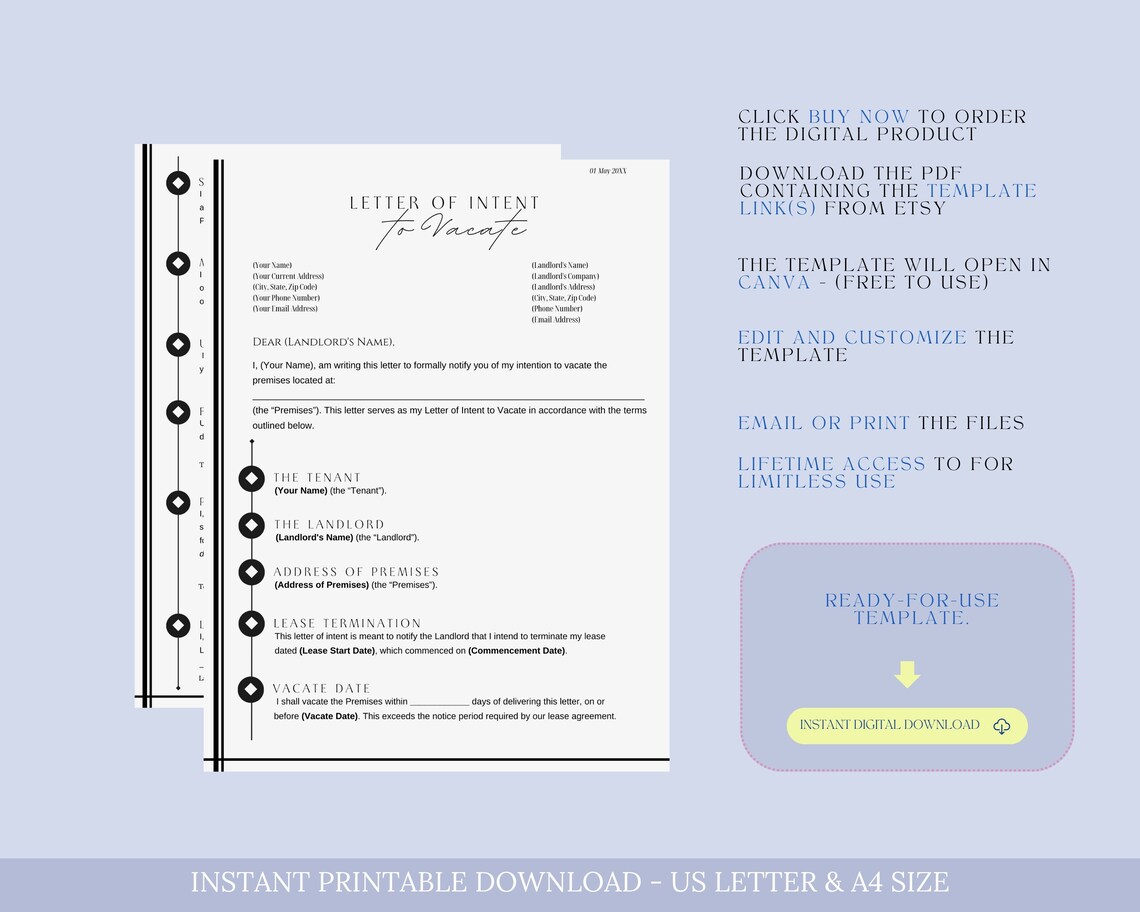 Letter of Intent to Vacate Template, Notice to Move Out Vacate, Tenant ...
