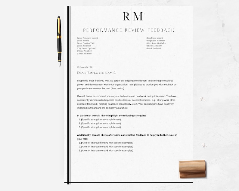 Employee Performance Review Letter, Corporate Performance Review Letter ...