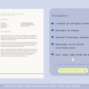 Letter of Explanation for Derogatory Credit Letter Template, Credit ...