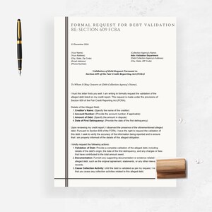Formal Request for Debt Validation Section 609 FCRA Letter, 609 ...