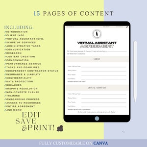 Virtual Assistant Contract Template, Virtual Assistant Service ...
