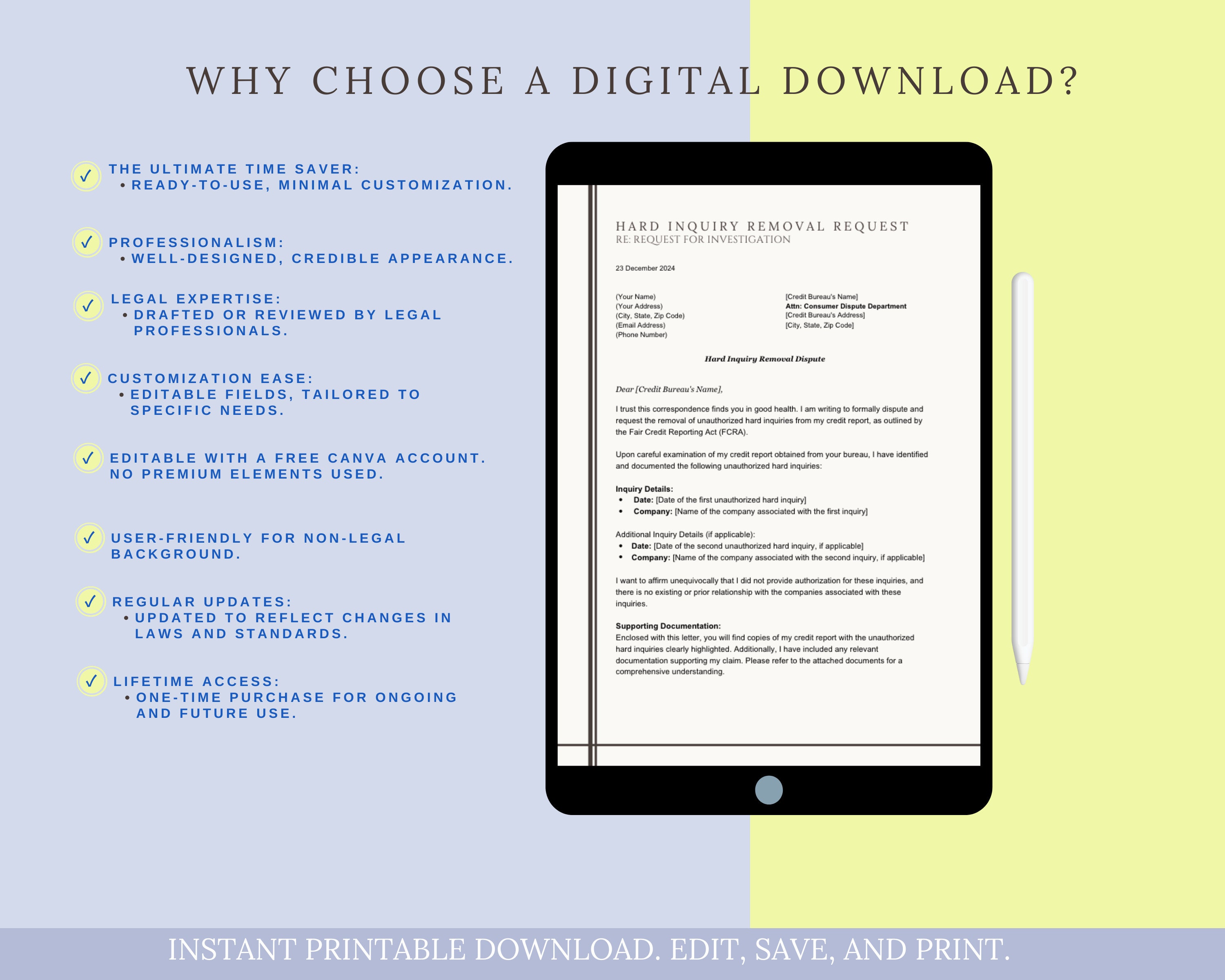 Hard Inquiry Removal Request, Request for Investigation Dispute Letter ...