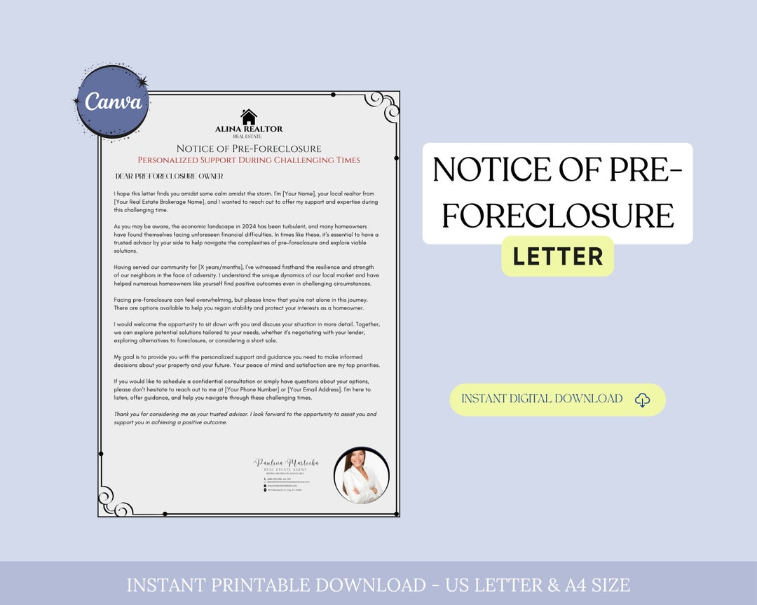 Real Estate Pre-foreclosure Letter, Foreclosure Prospecting Letter ...