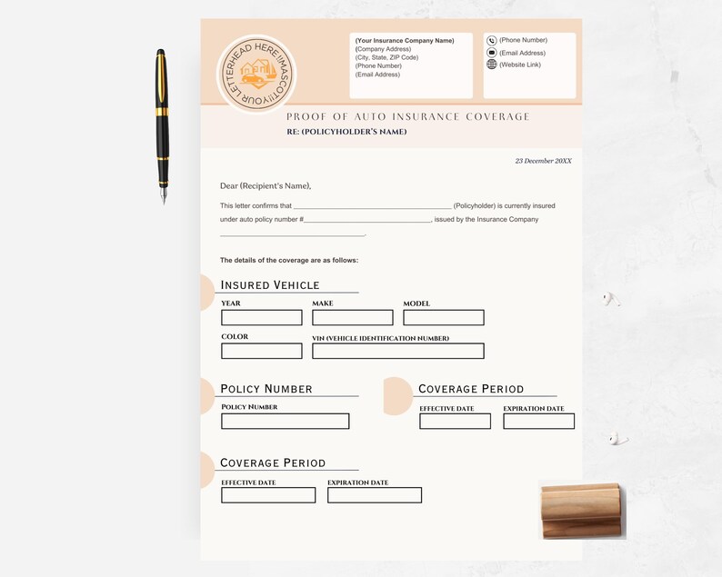 Proof of Auto Insurance Letter Template, Proof of Car Insurance Letter ...