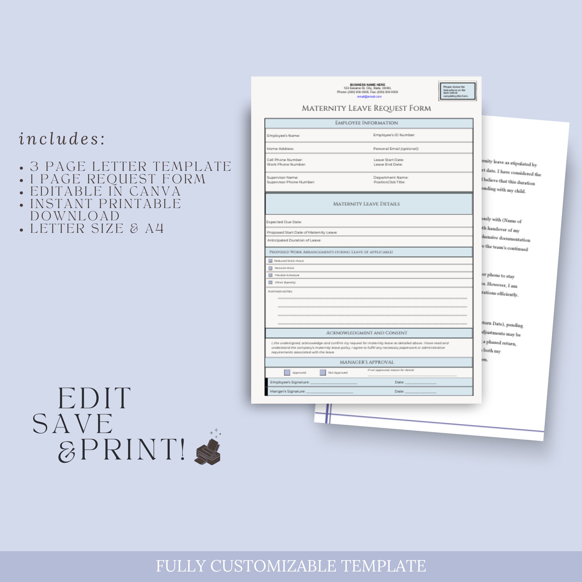 Maternity Leave Request Letter, Request Form, Maternity Leave, Leave of ...