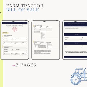 Editable Farm Tractor Bill of Sale Template, Editable Bill of Sale ...