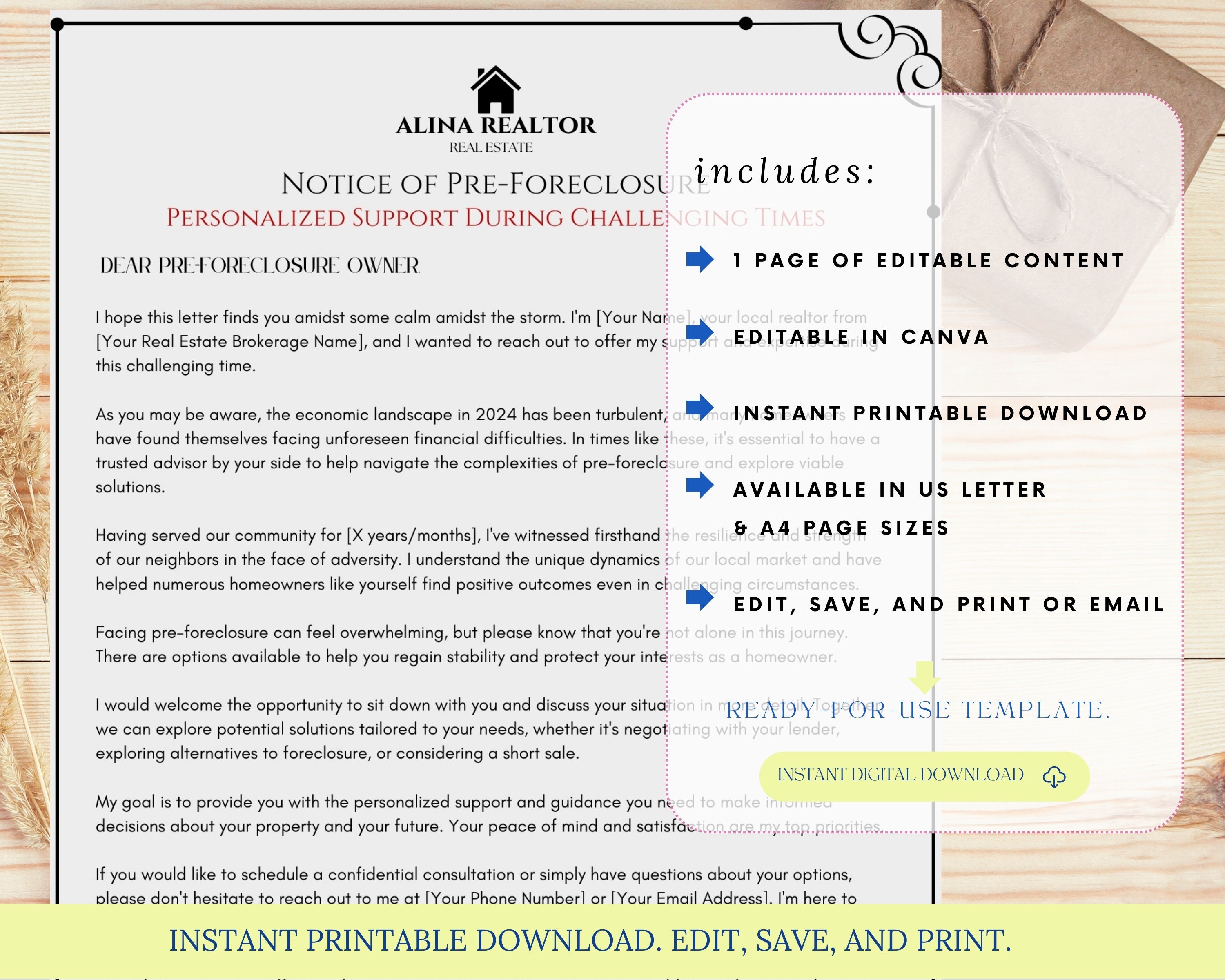 Real Estate Pre-foreclosure Letter, Foreclosure Prospecting Letter ...
