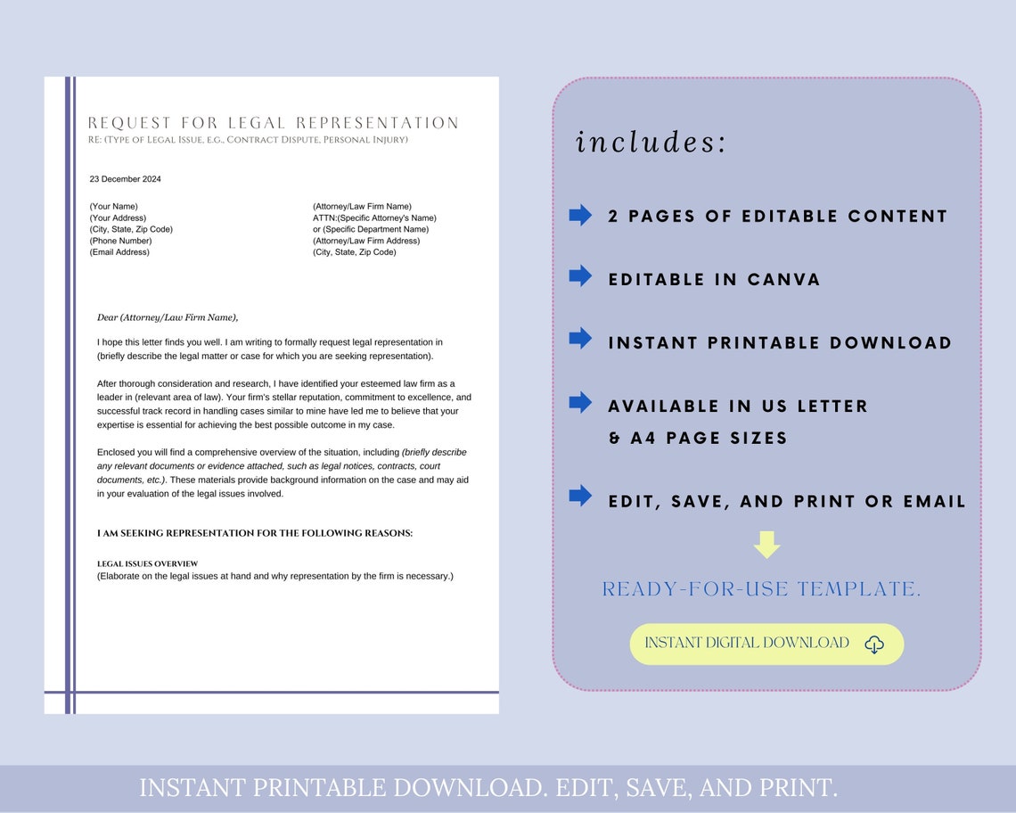 Request for Legal Representation Letter Template, Legal Representation ...