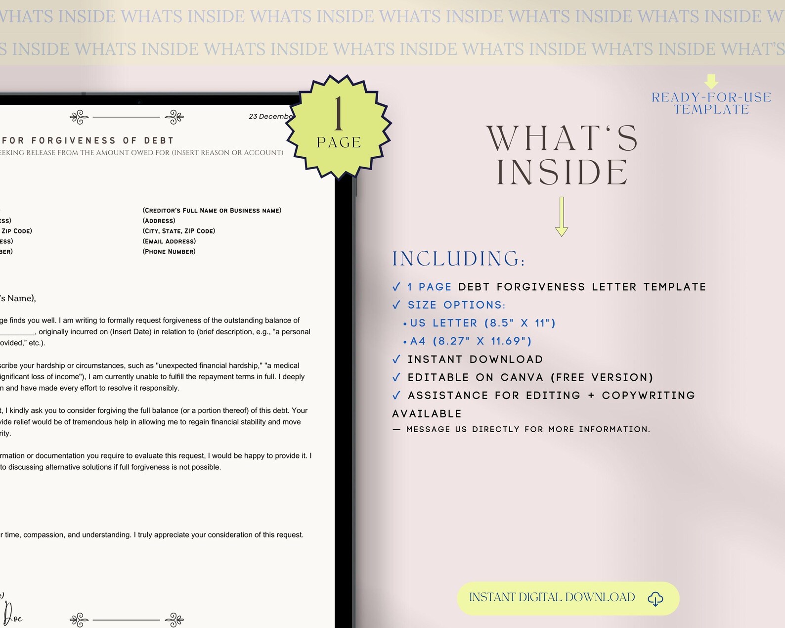 Debt Forgiveness Letter Template, Debt Forgiveness Request Letter ...