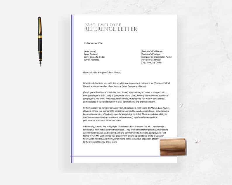 Past Employee Reference Letter, Letter of Recommendation, Job Referral ...