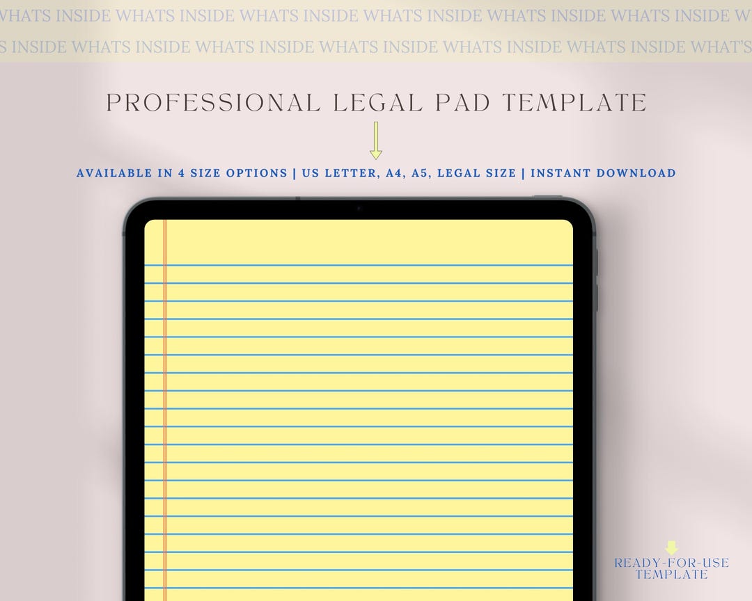 Professional Legal Pad Template, Notebook Template, Note Pad Template ...