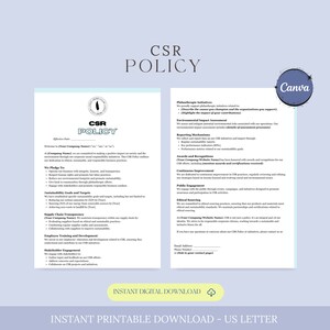 CSR Statement, Corporate Social Responsibility Company Policy Template ...