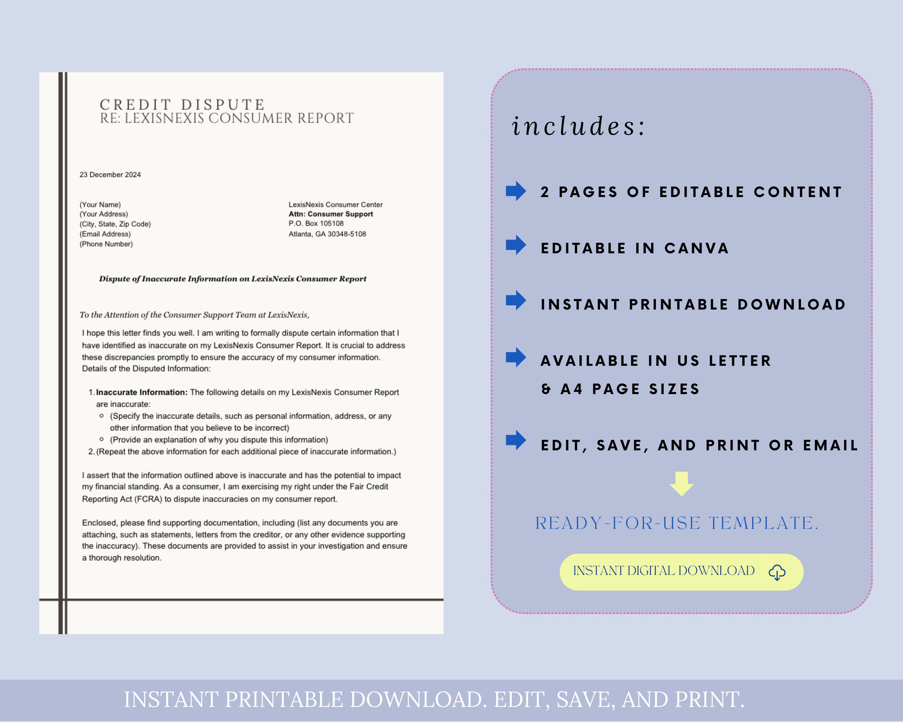 Credit Dispute Lexisnexis Consumer Report Letter, Lexisnexis Removal ...