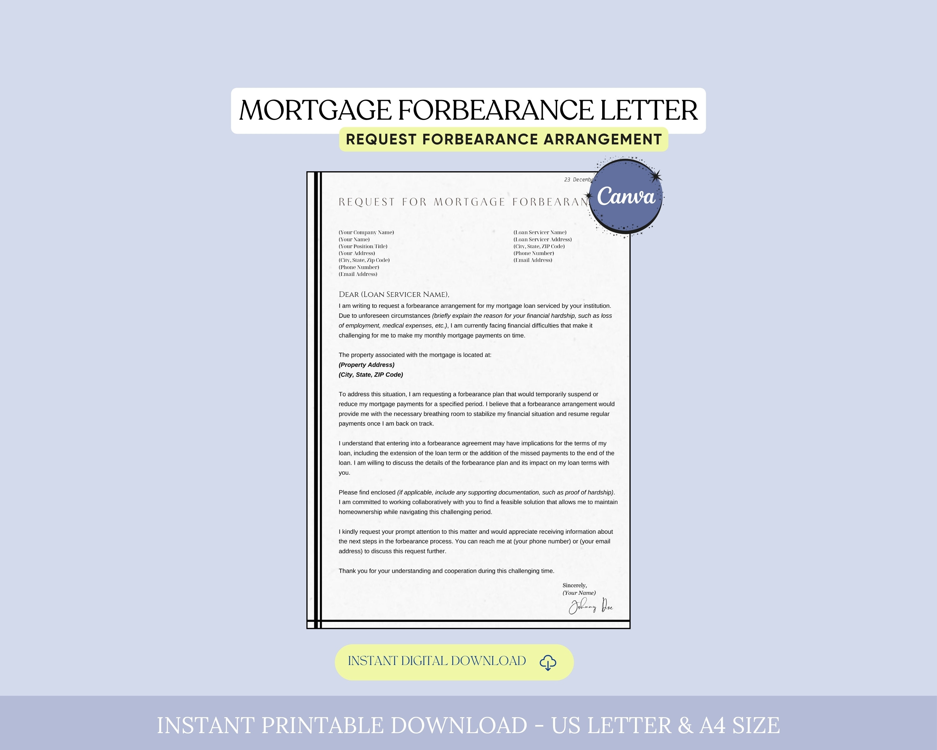 Request for Mortgage Forbearance, Forbearance Letter for Mortgage ...