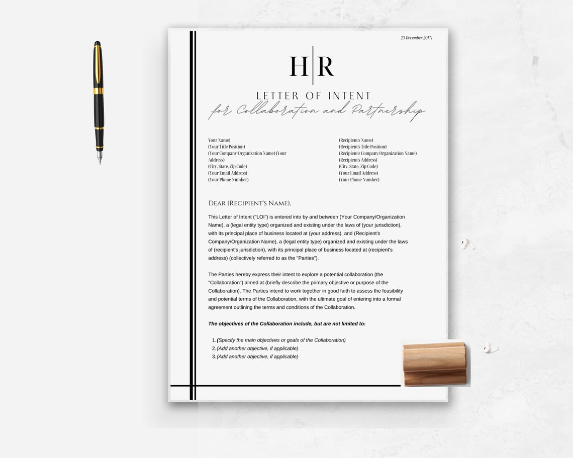 General Letter of Intent for Collaboration and Partnership Template ...
