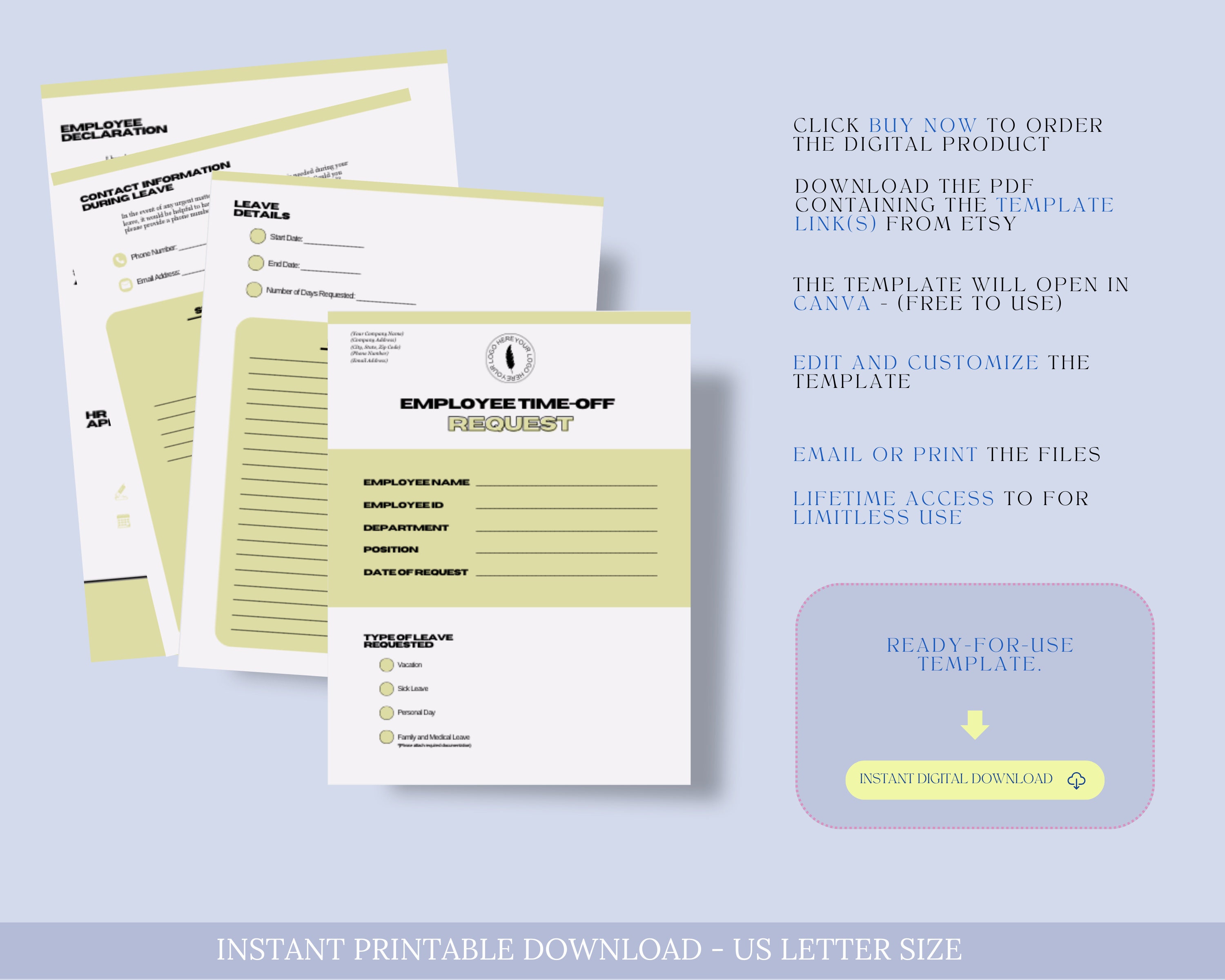 Employee Time-off Request Template, Editable Vacation Request Form ...